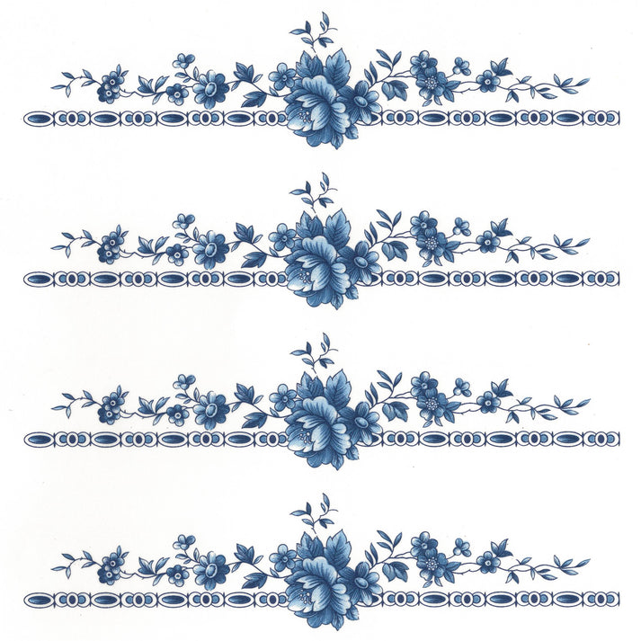 Royal Blue Rose Flowers Patterned Overglaze Ceramic Decals – Captive Decals