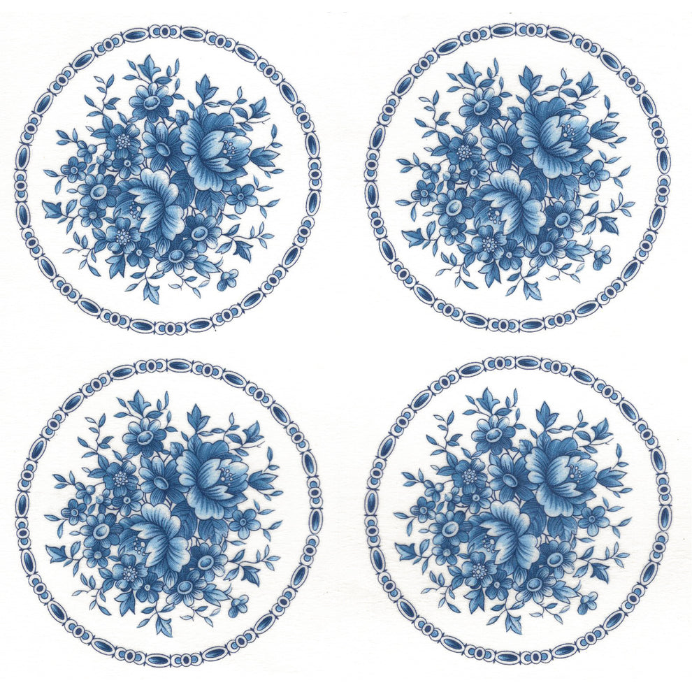 Royal Blue Rose Flowers Patterned Overglaze Ceramic Decals – Captive Decals