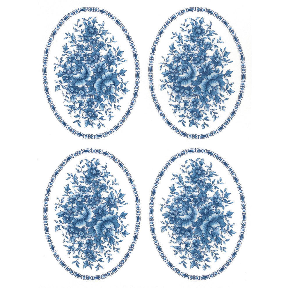 Royal Blue Rose Flowers Patterned Overglaze Ceramic Decals – Captive Decals