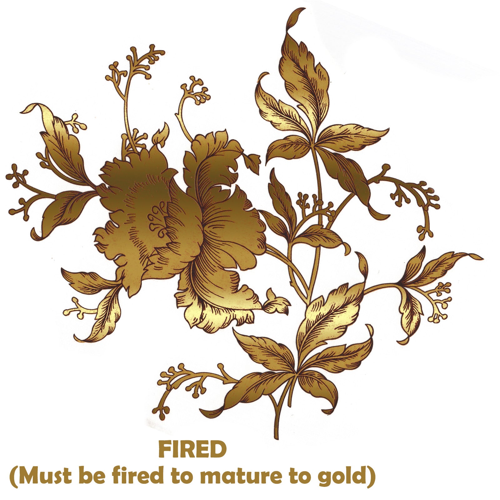 Flowers Gold Overglaze Waterslide Ceramic Decals – Captive Decals