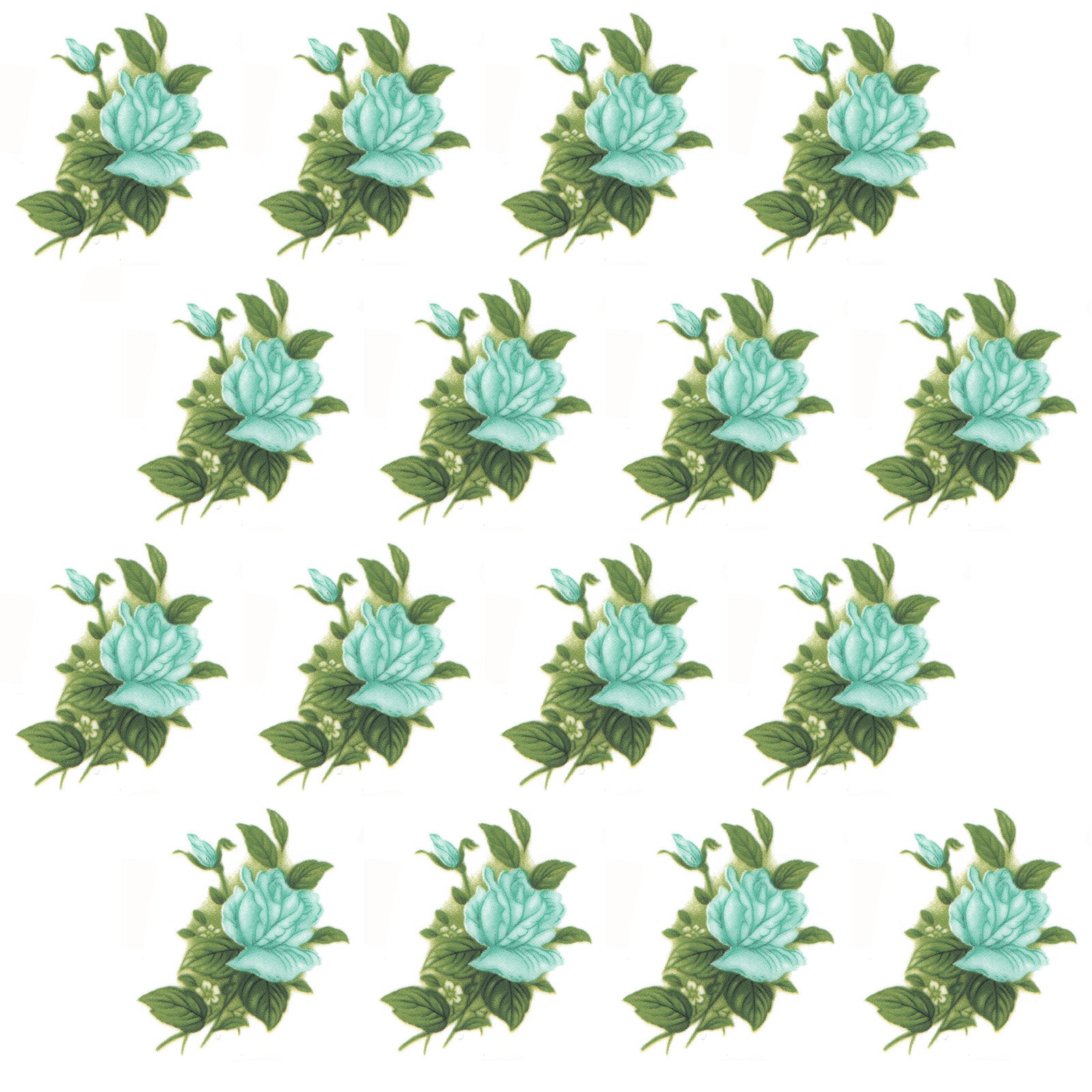Aqua Green Rose Flower Spray 1.75 Inch 12 pcs Overglaze Waterslide Cer ...