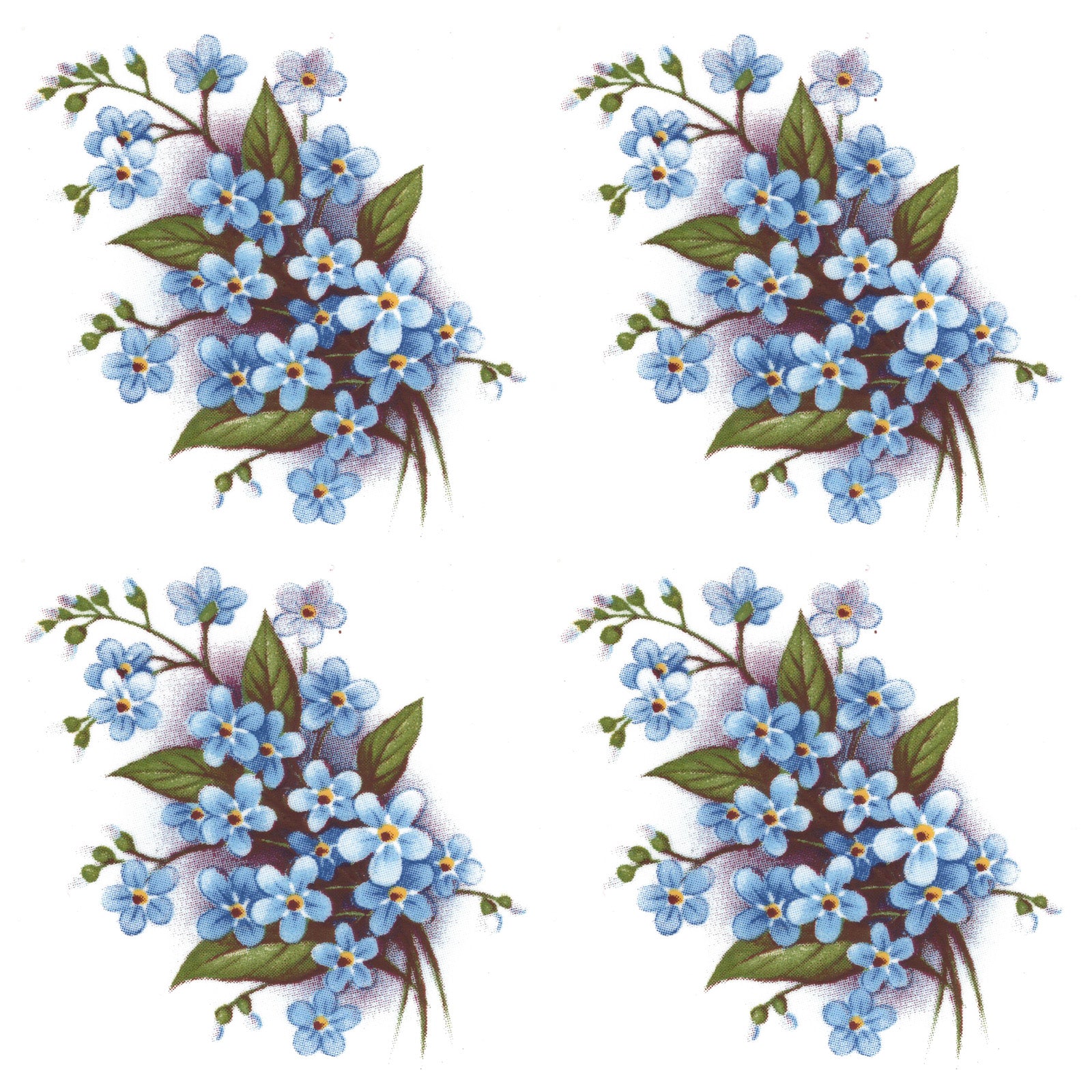 Flowers Forget Me Not Spray Blue 2 Inch 12 pcs Overglaze Ceramic Decal ...