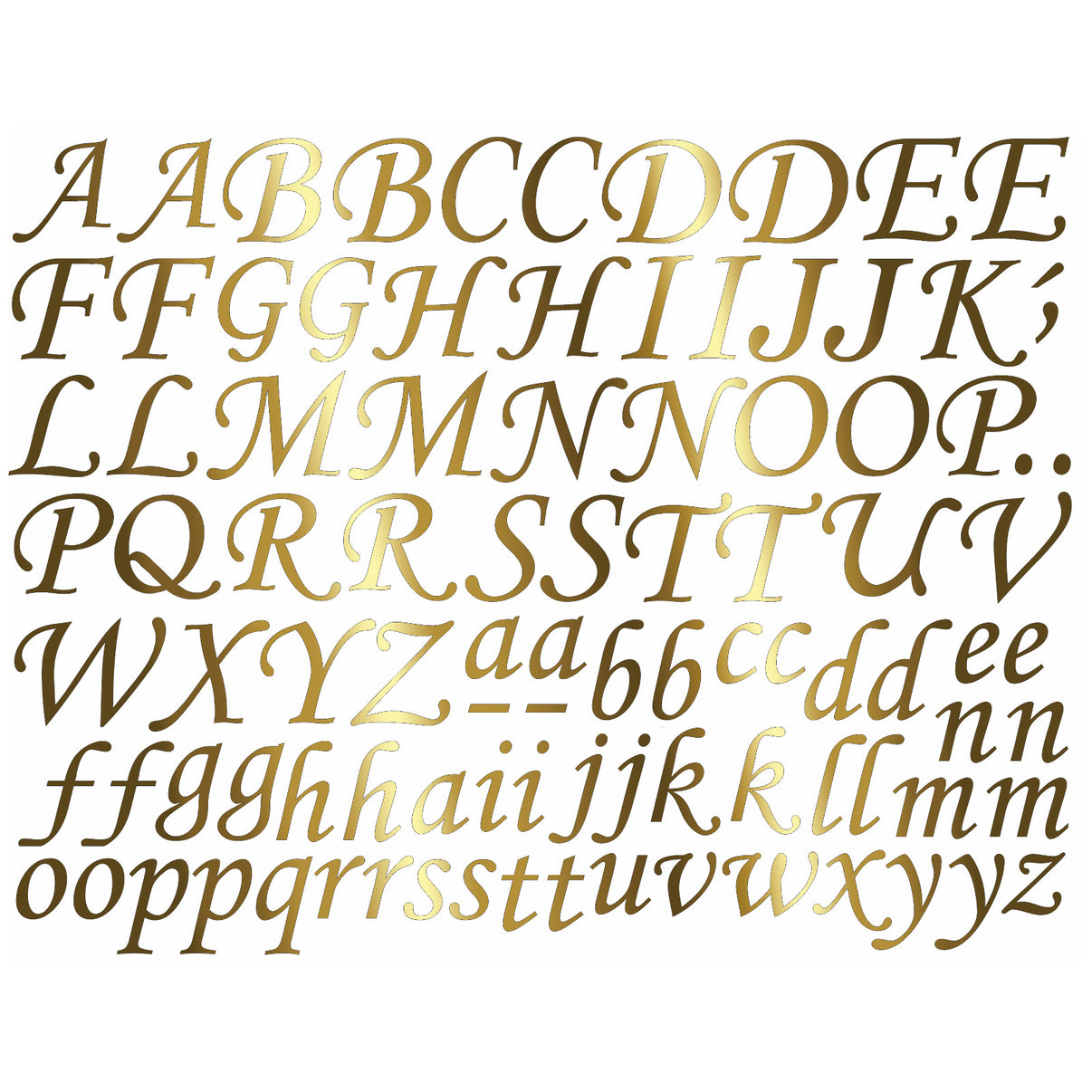 Corsiva Font Alphabet Letters 91 pcs 0.75 Inch 22k Gold Fused Glass De ...