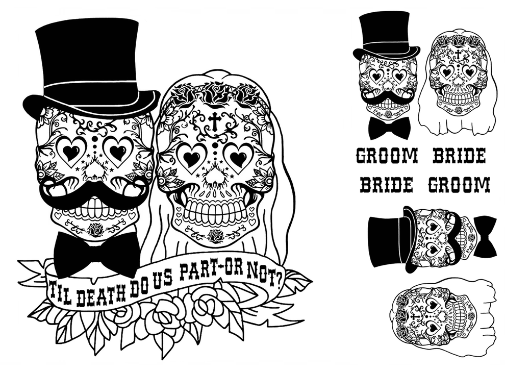 Til Death Bride Groom Black Fused Glass Decals – Captive Decals