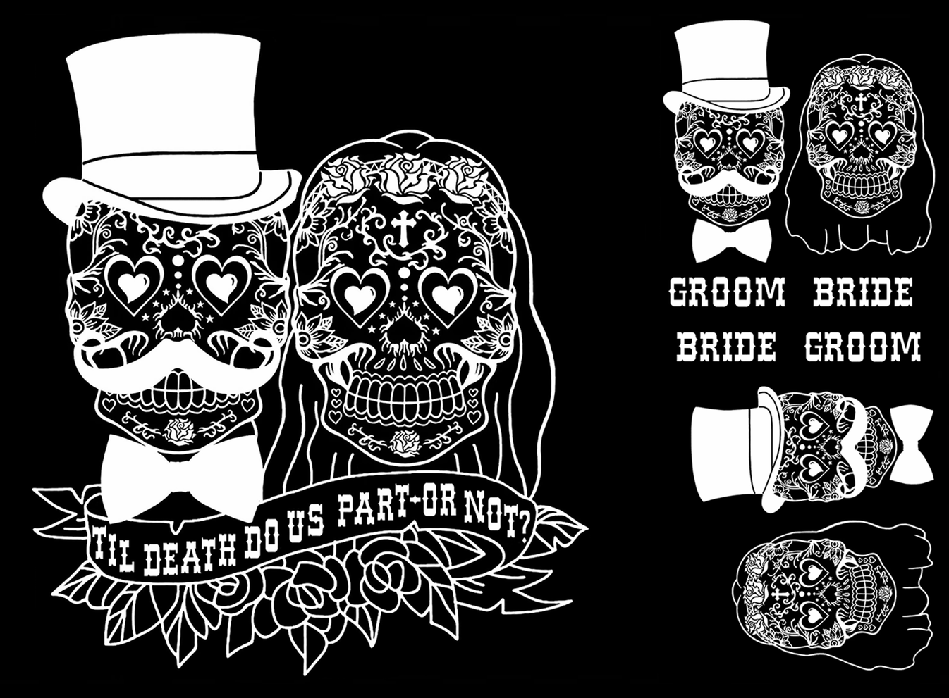 Til Death Bride and Groom White Fused Glass Decals – Captive Decals