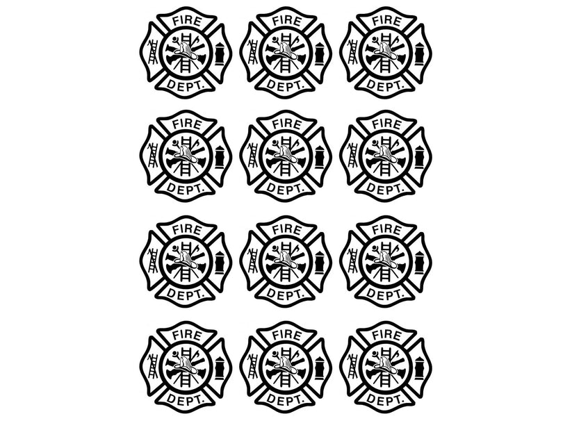 Firefighter's Maltese Cross 12 pcs 1.15 Inch Black Fused Glass Decals ...