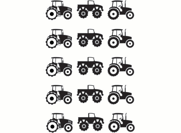 Farm Tractors 15 pcs 1 Inch Black Fused Glass Decals – Captive Decals