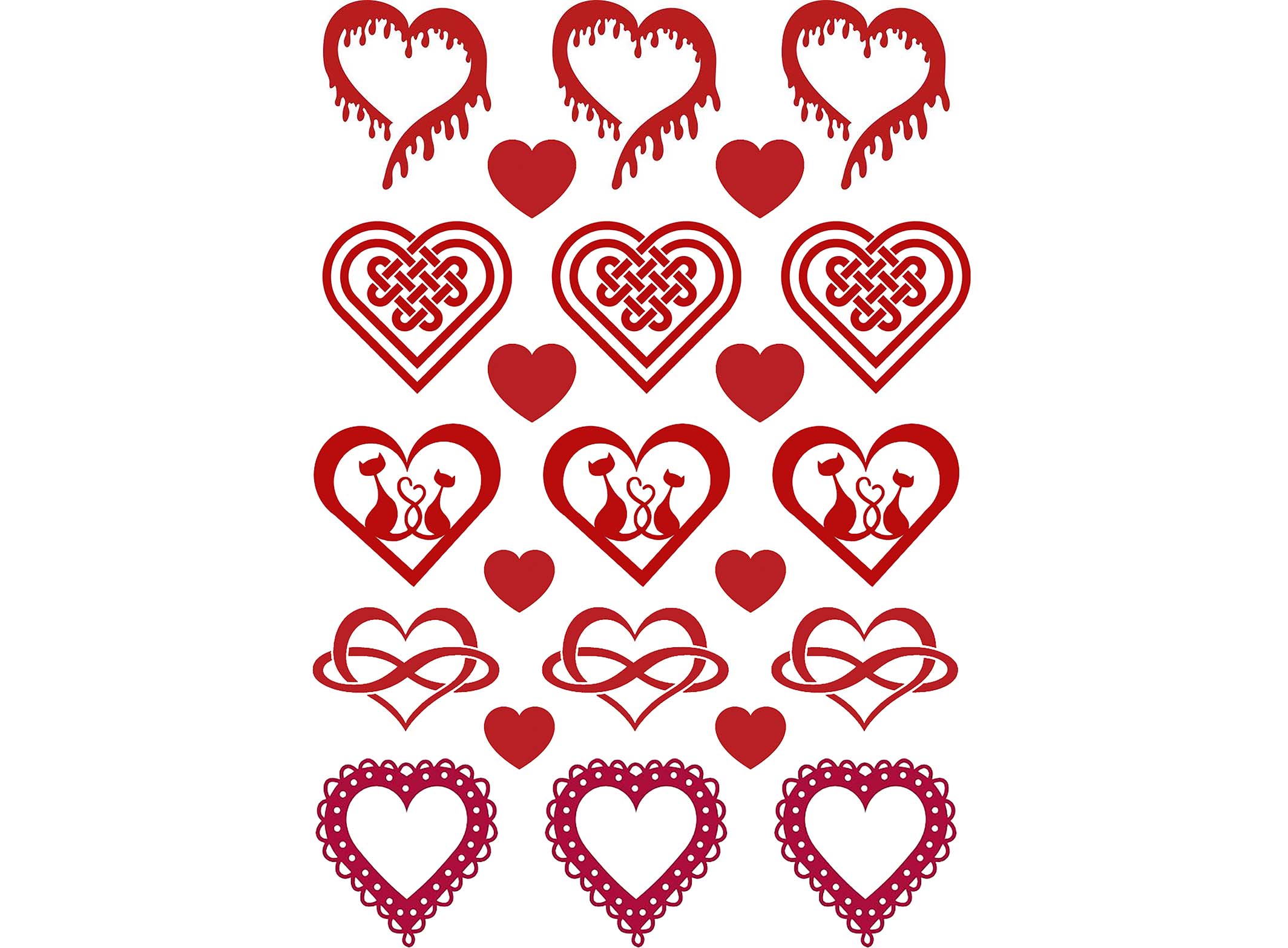 Heart Variety 23 pcs 0.5 to 1 Inch Red Fused Glass Decals – Captive Decals